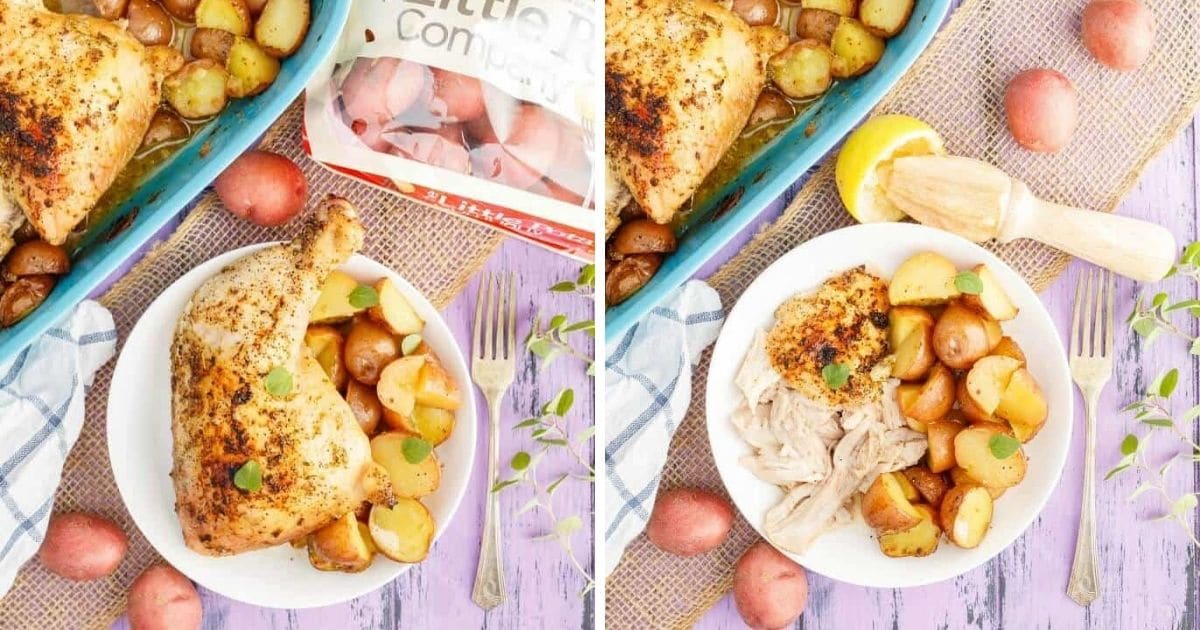 One-Pan Lemon Chicken Leg Quarters with Creamer Potatoes - The Cookie ...