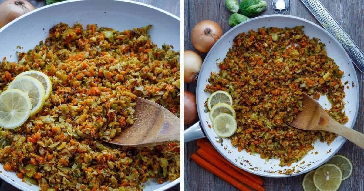 Shredded Lemon Brussels Sprouts Saute - The Cookie Writer