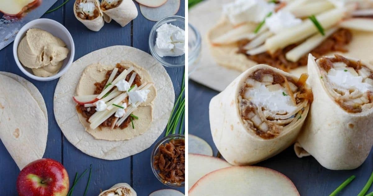 Caramelized Onion Apple Wraps with Hummus - The Cookie Writer